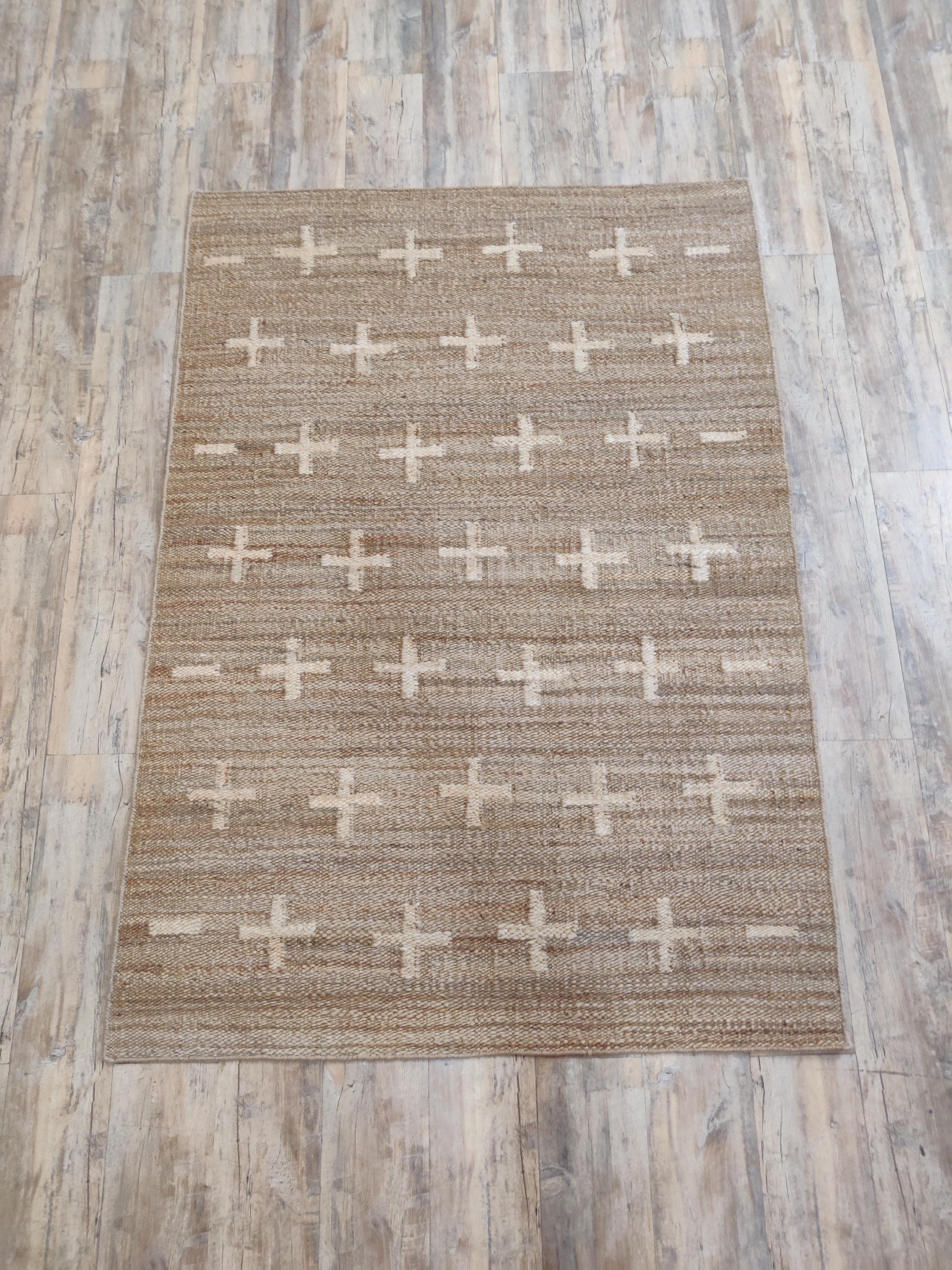 Handmade Jute Area Rug: Woven Plus Sign Design, Custom Size - Etsy