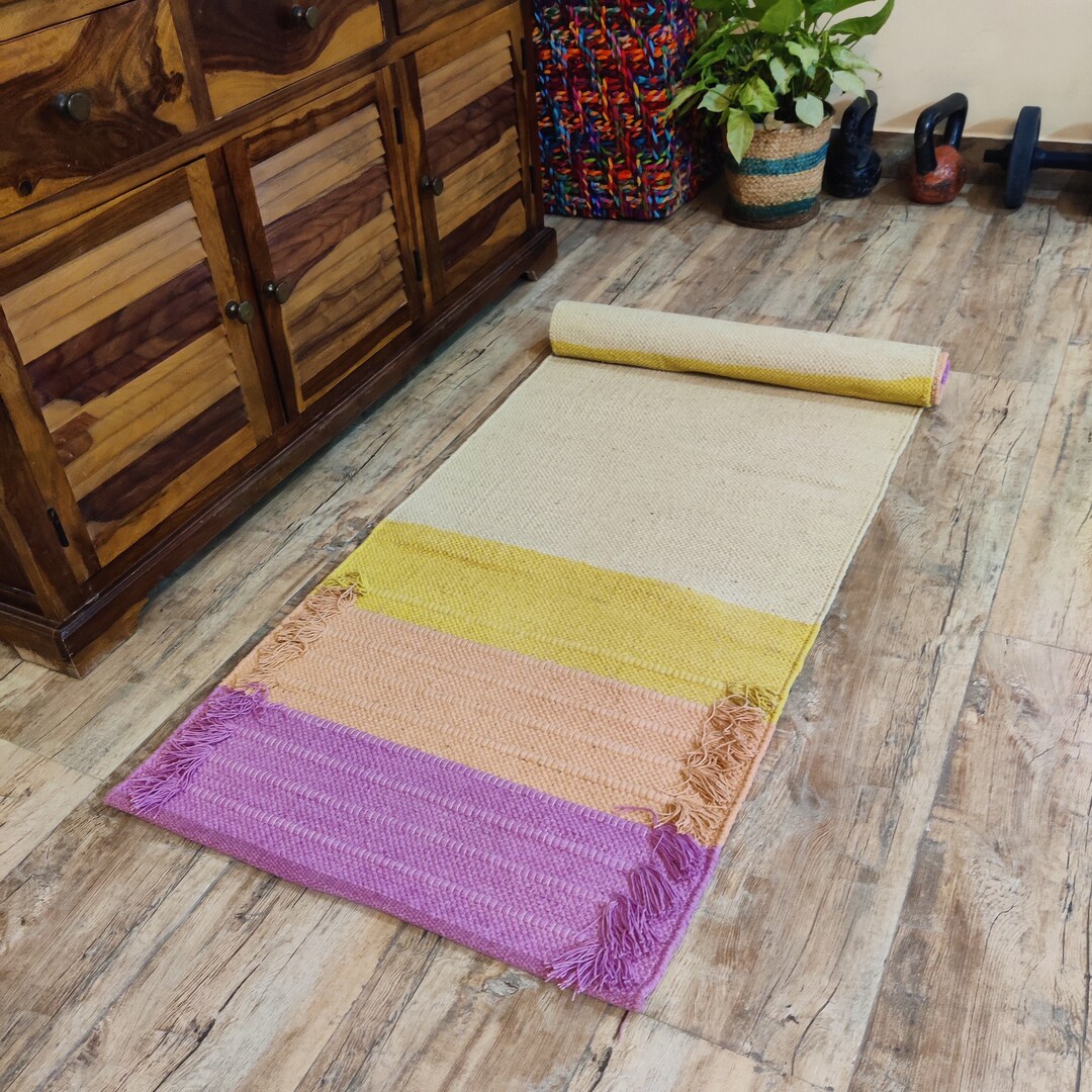 Buy Handmade Cotton Yoga Mat for Fitness & Exercise, Home Workout Mat ...
