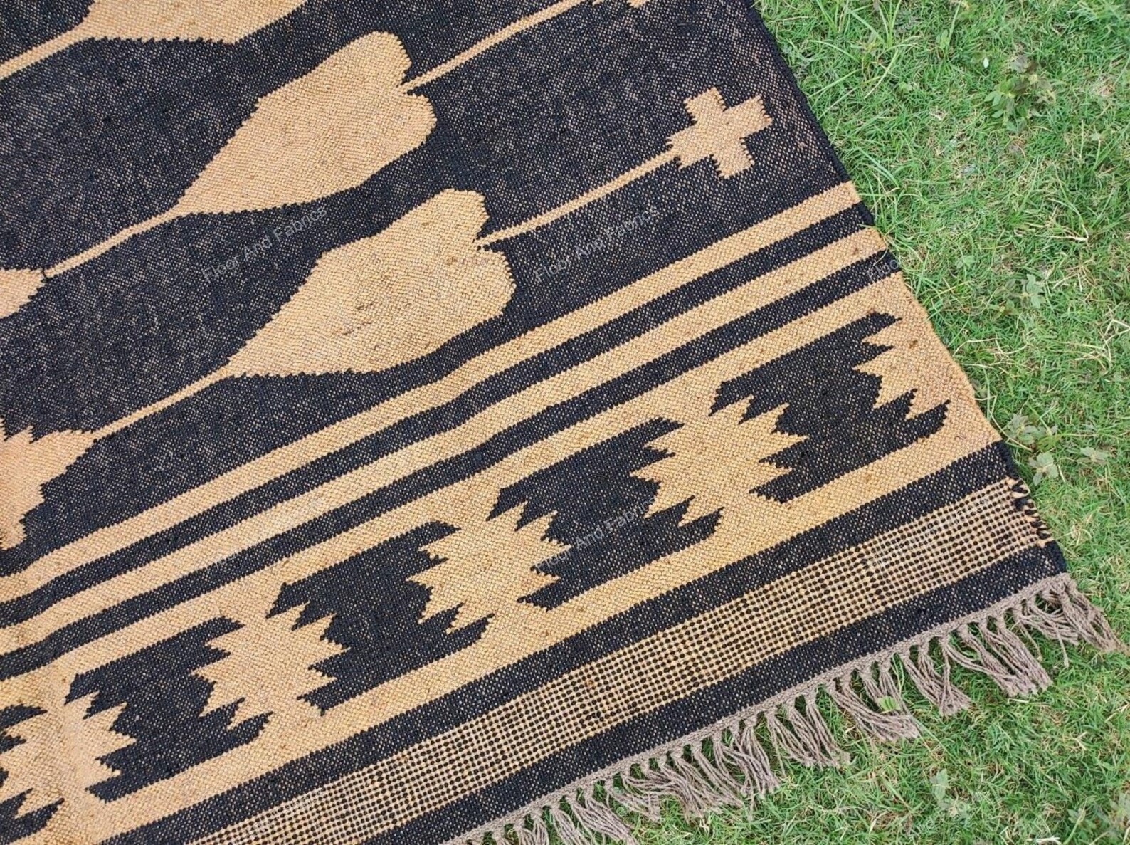 6x9 Ft Handmade Wool and Jute Rug Navajo Dhurrie Jute Kilim - Etsy