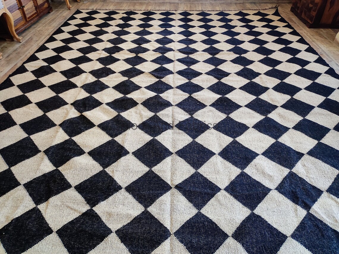 Black & White Diamond Checker Rug Checkerboard Home Interior - Etsy