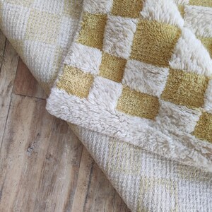 Moroccan Checkered Rug, Yellow and White Rug, Irregular Checkerboard ...
