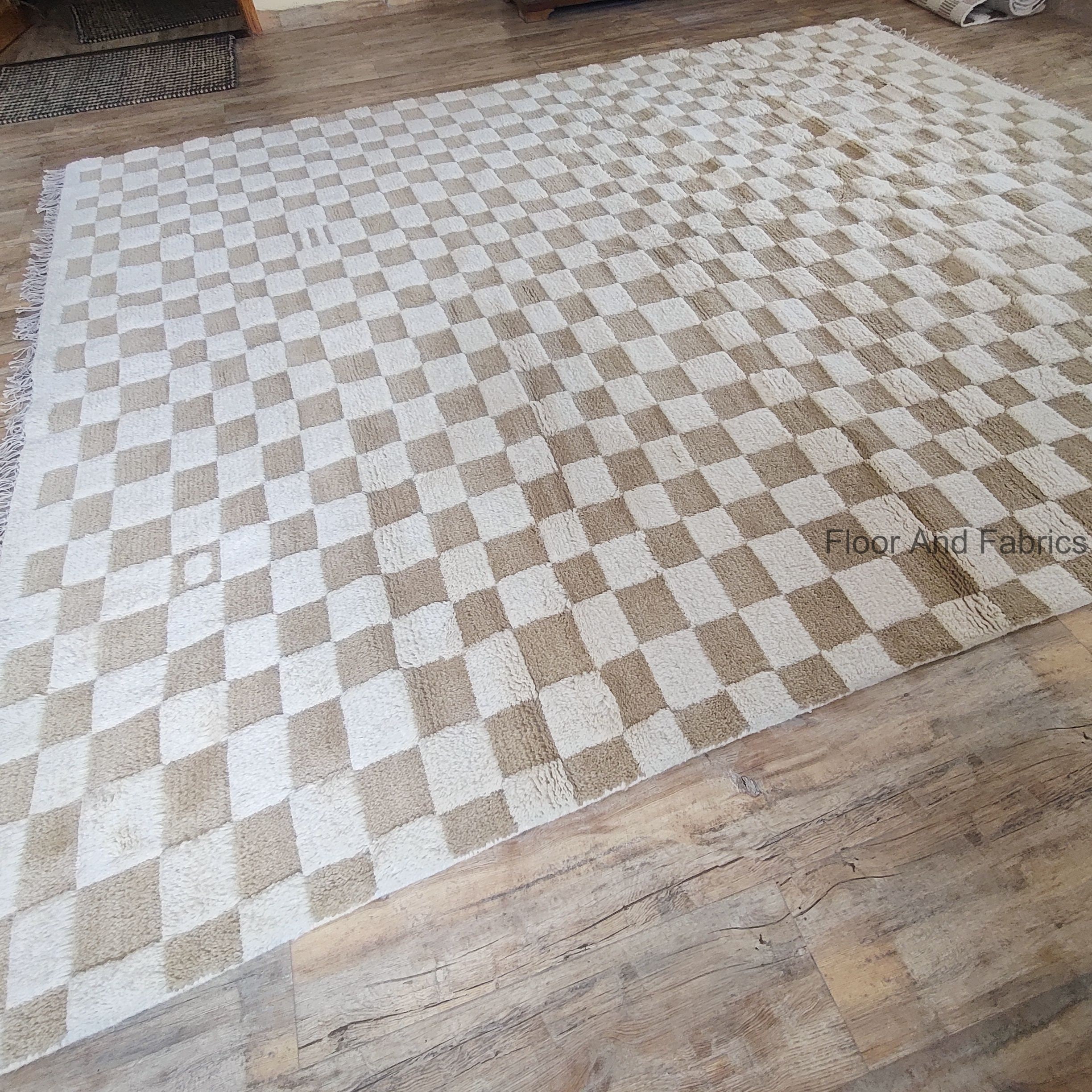 Handmade Checkerboard Area Rug Checker Wool Moroccan Carpet - Etsy