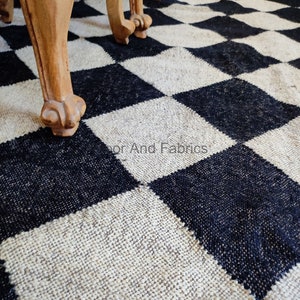 Black & White Diamond Checker Rug, Checkerboard Home Interior Decor ...