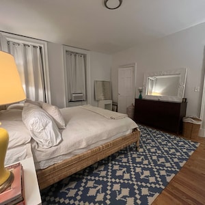 Cotton Wool Blue and White Handmade Rug, Handwoven Modern Flatweave ...