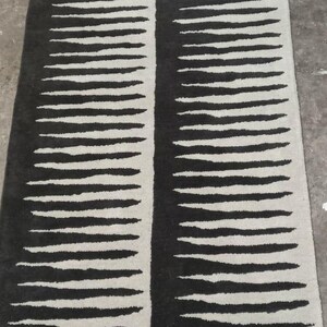 Black and White Modern Stair Runner Rug, Hand Tufed Wool Runner ...