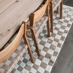 Handmade Checkerboard Area Rug: Checker Wool Moroccan Carpet for ...