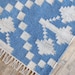 Cotton Wool Blue and White Handmade Rug, Handwoven Modern Flatweave ...
