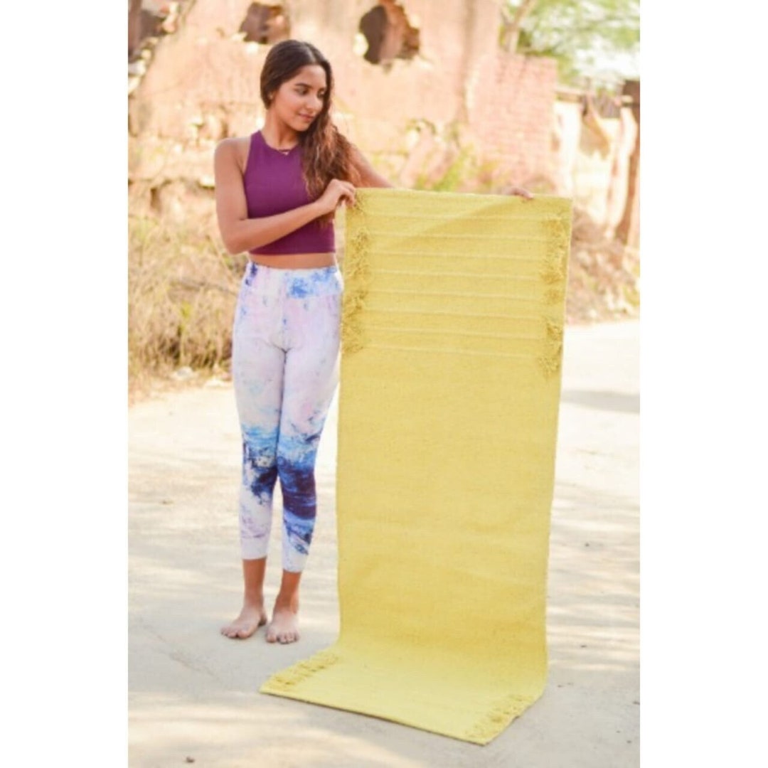 Yellow 2x6 Feet Yoga Mat Sweat & Slip Resistant/prayer Rug, Ecofriendly ...