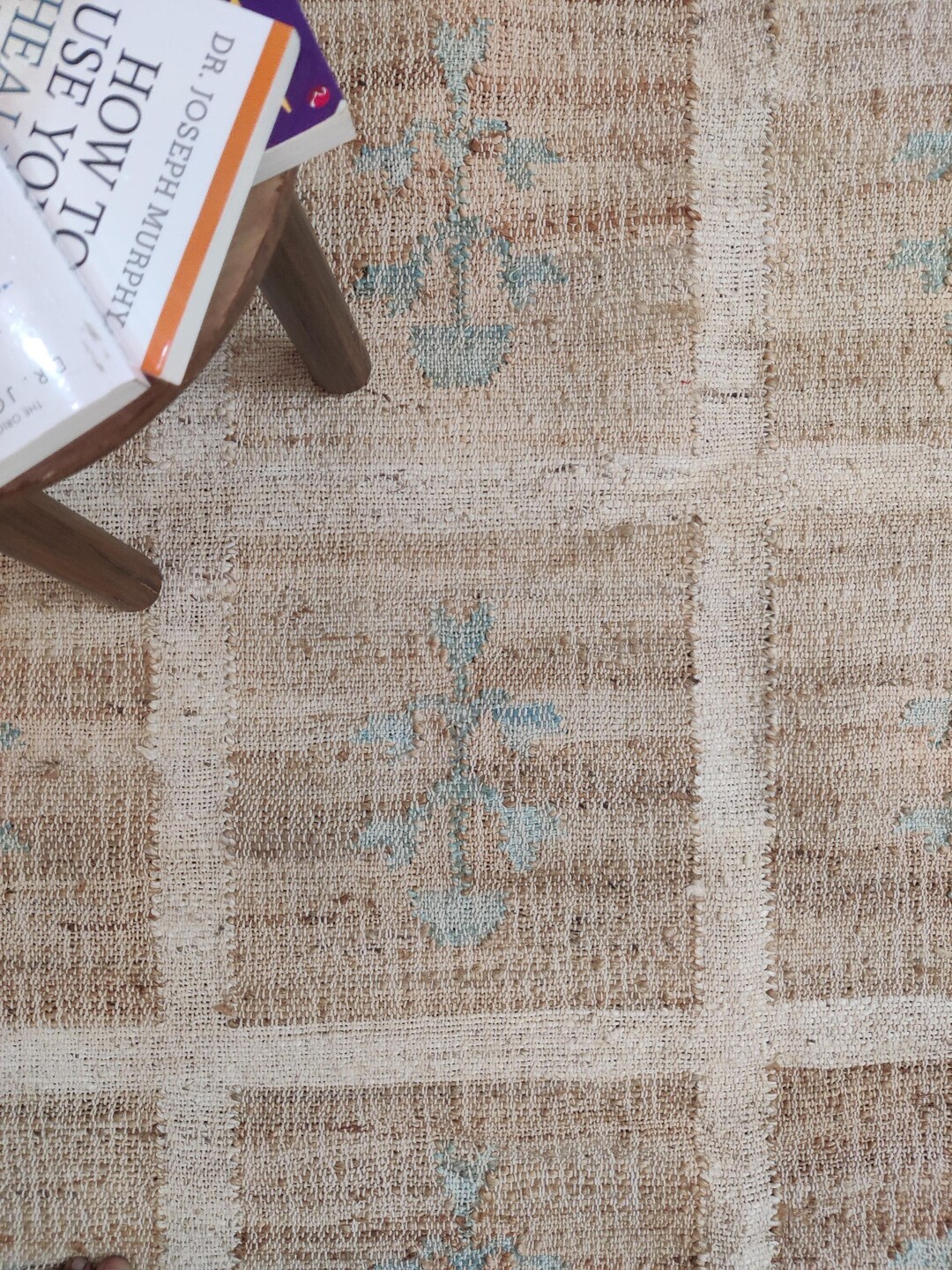 Natural Jute Area Rug, Diamond Rug, Cotton Jute Rug, Jute Bed Side Rug ...