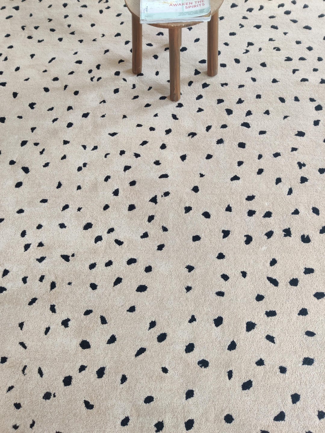 Black Dotted Rug, Handmade Tufted Luxury Wool Carpet, Home Decor Rug ...