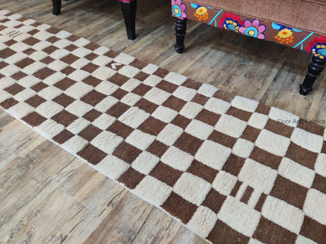 Checkered Runner Rug, Home Decor Area Rug Checkerboard, Chess, Check ...