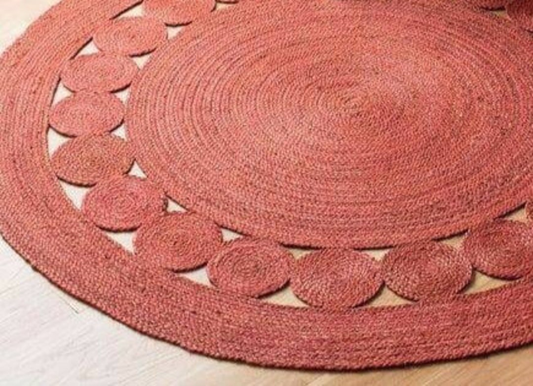 Jute Round Rug Colorful Area Accent Circle Dari Carpet,braided Bohemian ...