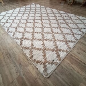 Boho Diamond Pattern Modern Style Jute Cotton Area Rug, Handmade ...