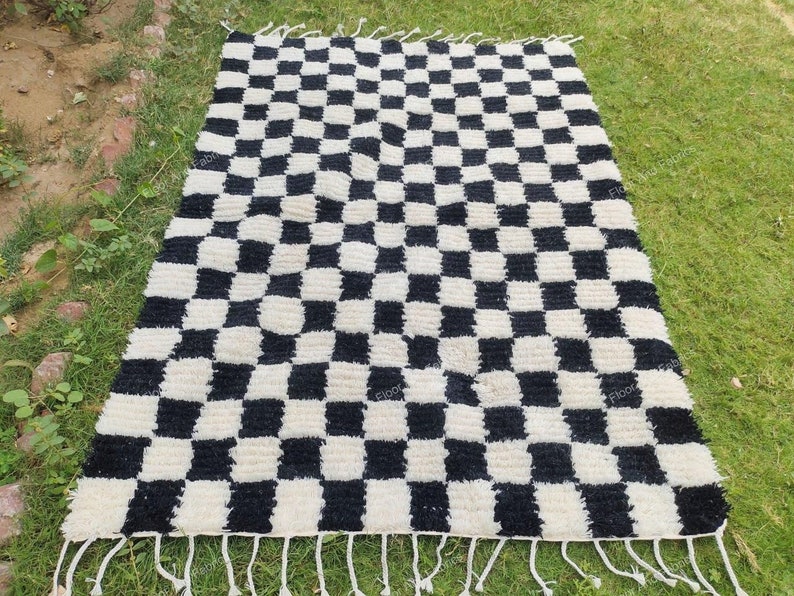 Checkerboard Black and White Rug Home and Living Room Rug - Etsy