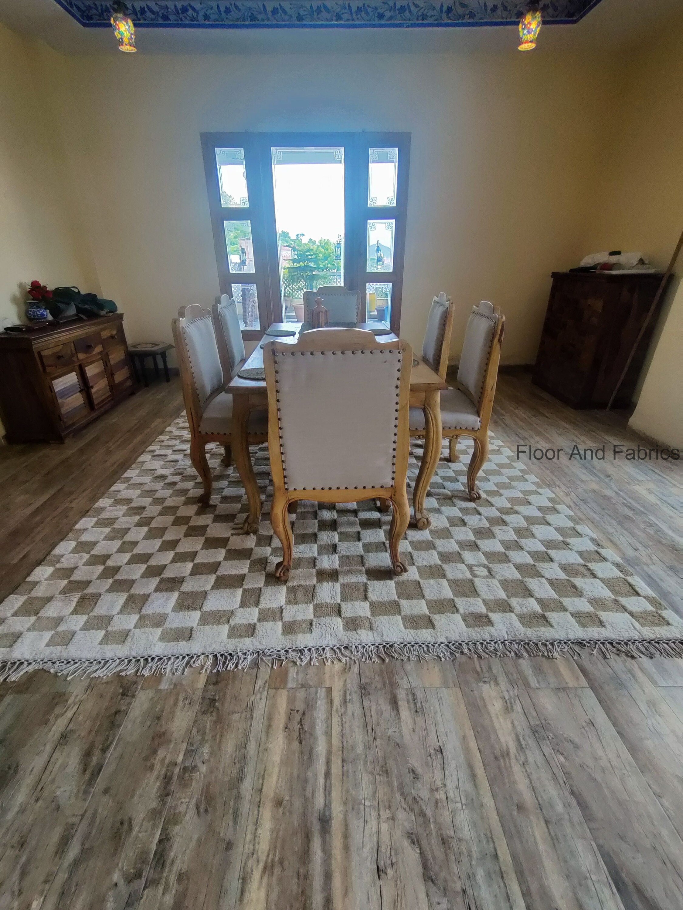 Handmade Checkerboard Area Rug Checker Wool Moroccan Carpet - Etsy