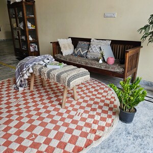 Checkerboard Round Area Rug, Dining Table Rug, Custom Size Rug ...