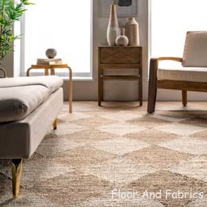 Handmade Natural and White Diamond Pattern Rug & Carpet - Etsy