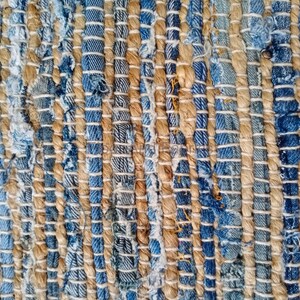Denim & Jute Color Rag Rugs, Recycled Denim Blue Hand Woven Cotton Boho ...
