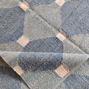 Handwoven Blue Jute Rug: Geometric Diamond Boho Style - Etsy