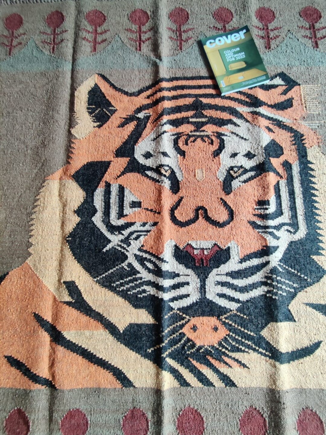 Tiger Pattern Rug, Handwoven Kilim Rug, Home Decor Animal Design ...
