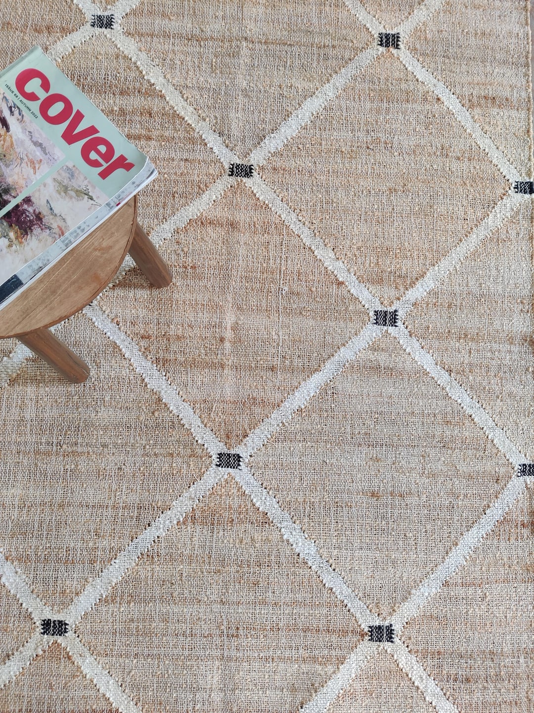 Kali Natural Handwoven Jute Rug, Home Decor Custom Jute Diamond Design ...