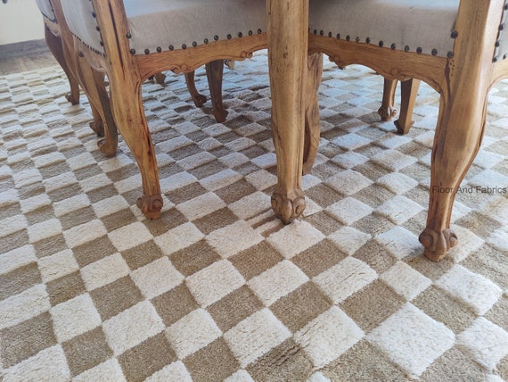 Handmade Checkerboard Area Rug Checker Wool Moroccan Carpet - Etsy