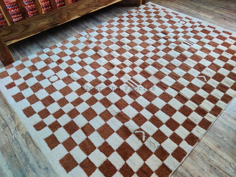 Checkerboard Moroccan Rug, Handmade Checker Rug, Checkered Rug Runner ...