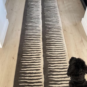 Black and White Modern Stair Runner Rug, Hand Tufed Wool Runner ...