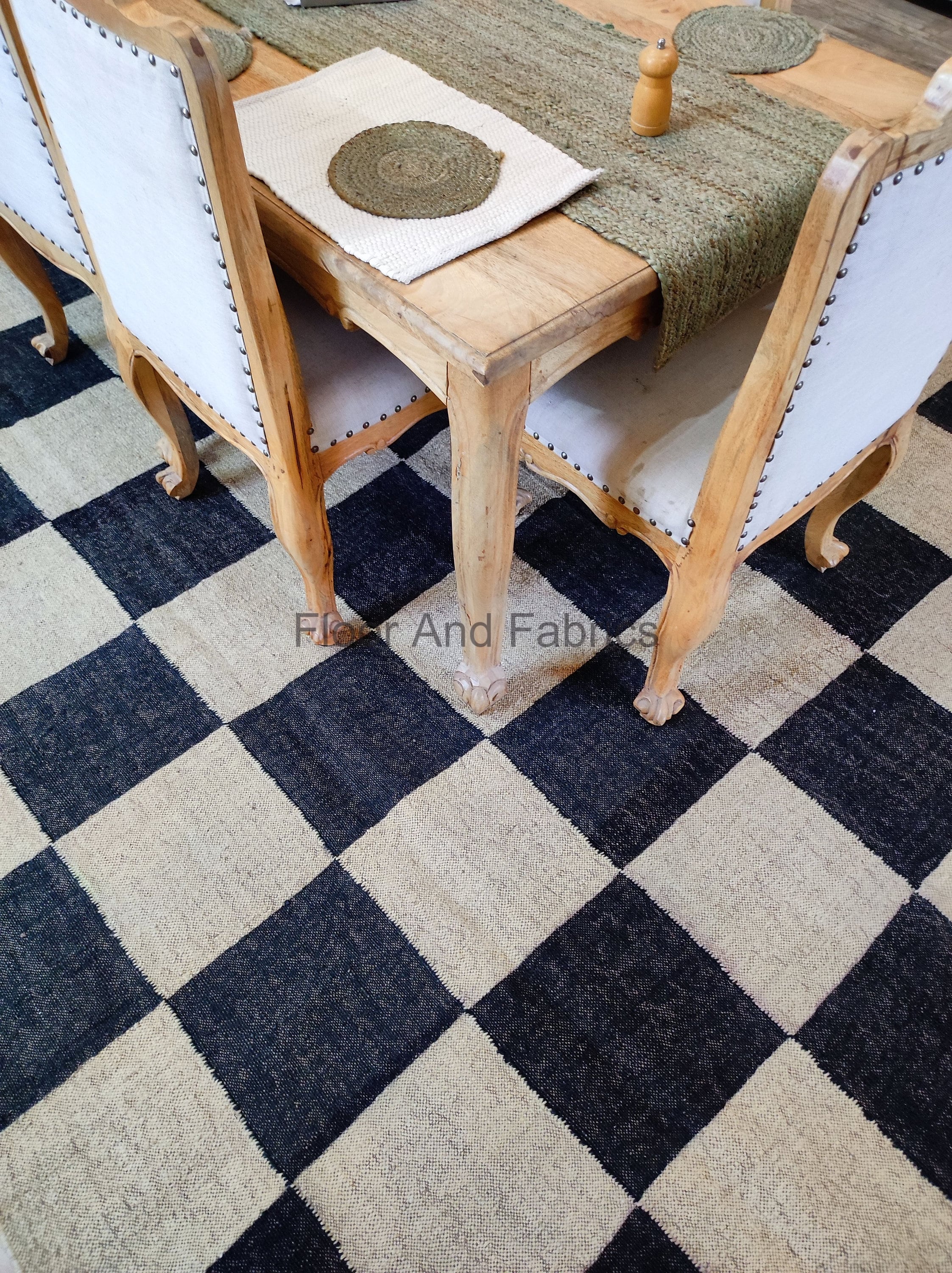 Handmade Checkered Floor Area Custom Large Rug, Home and Living ...