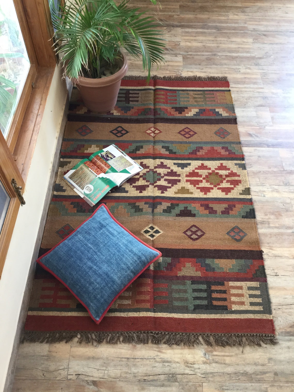 4X6 Handmade KILIM Rug Multicolorwool Jute Rug:kilim - Etsy