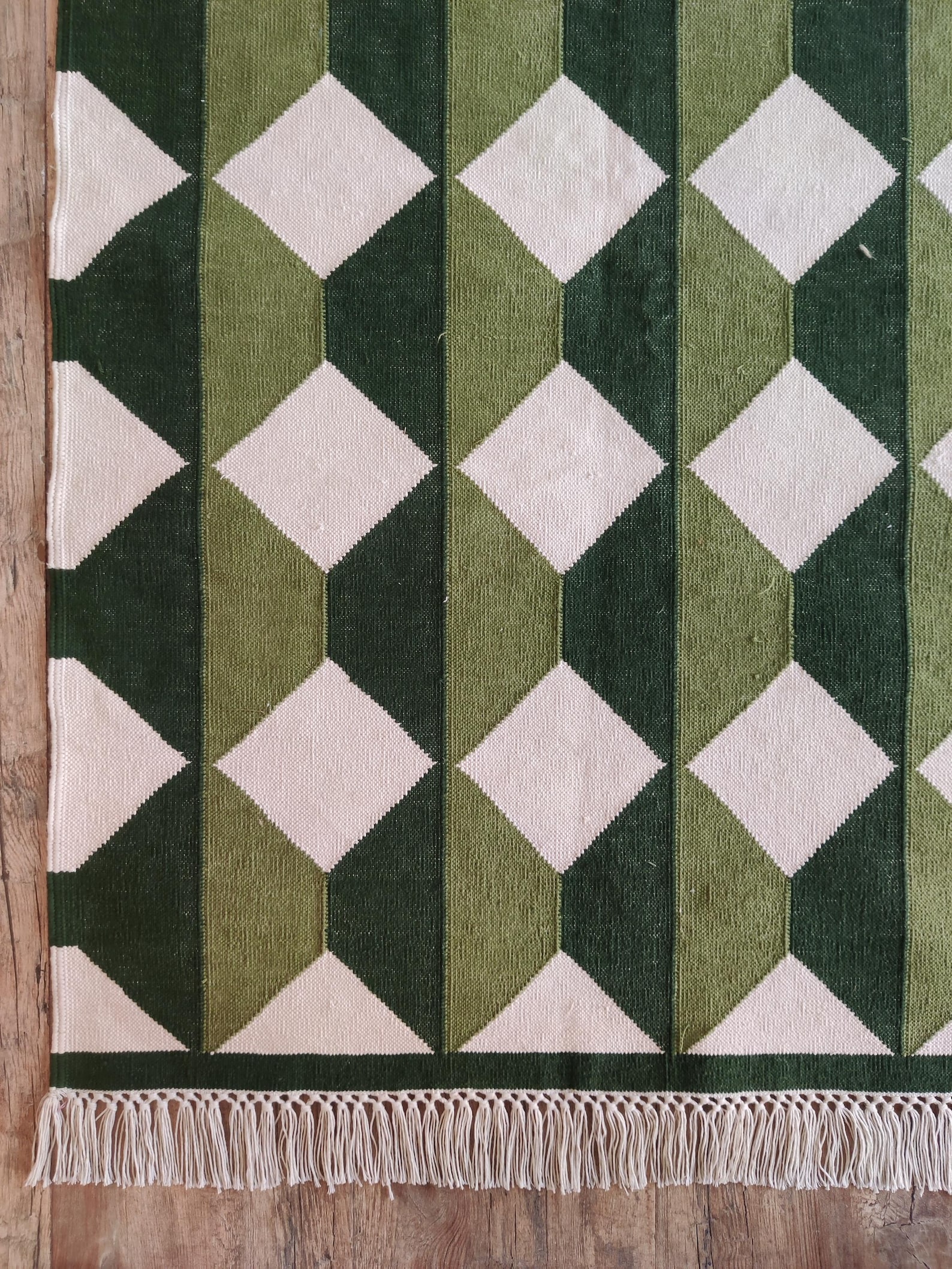 Modern Diamond Pattern Kilim Style Rug, Handwoven Cotton Flatweave Rug ...