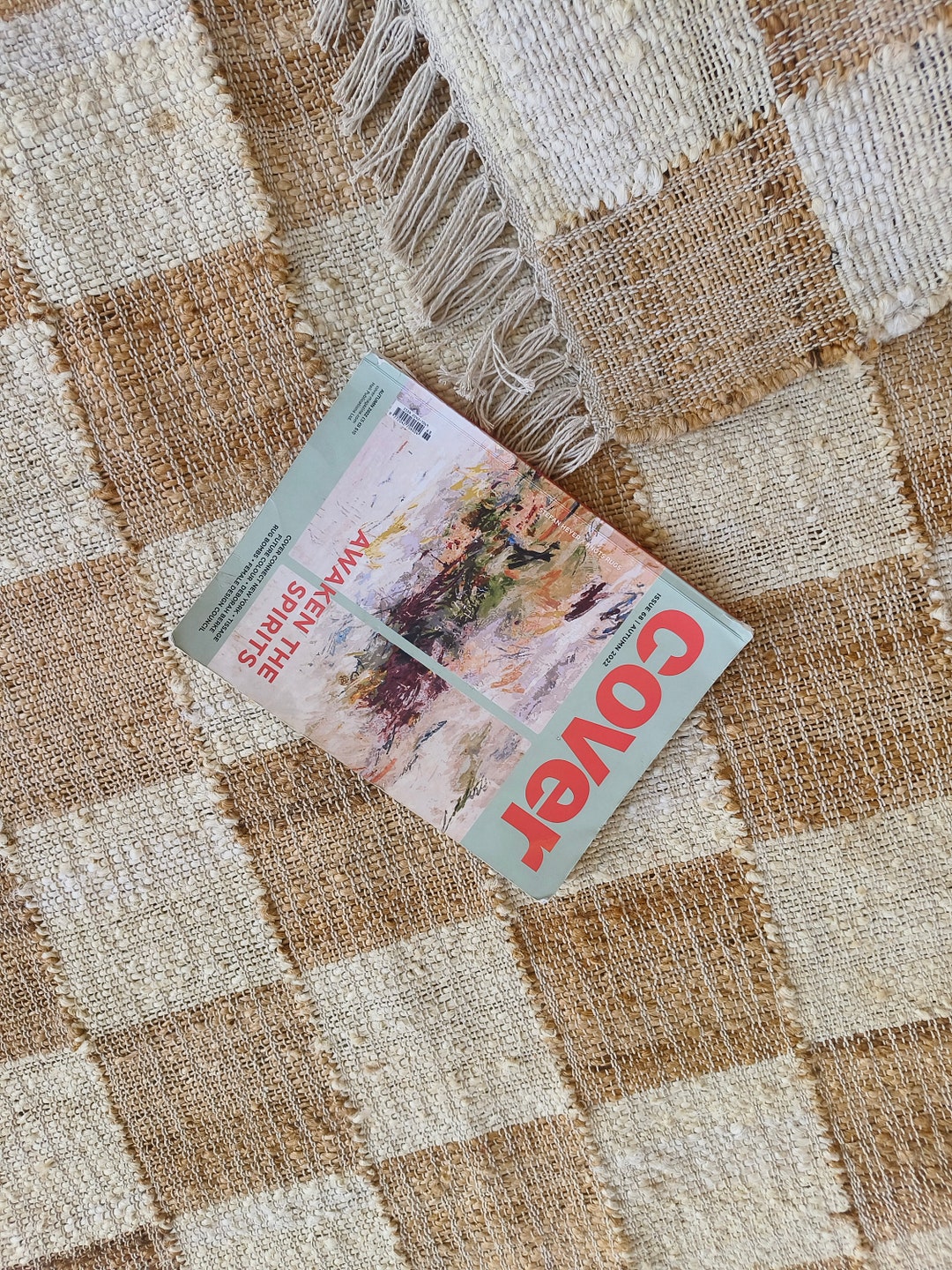 Beige and White Checkered Jute Rug, Home Decor Area Rug, Checkerboard ...