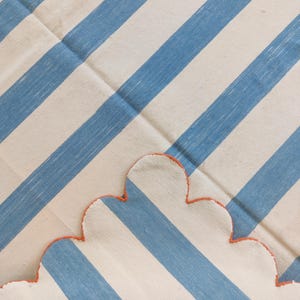 Modern Handmade Cotton Area Flat Weave Rug, Blue Striped Rug, Orange ...