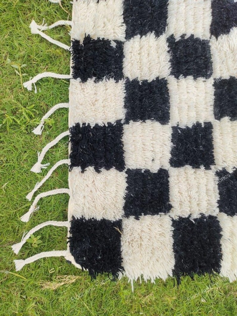Checkerboard Black and White Rug Home and Living Room Rug - Etsy