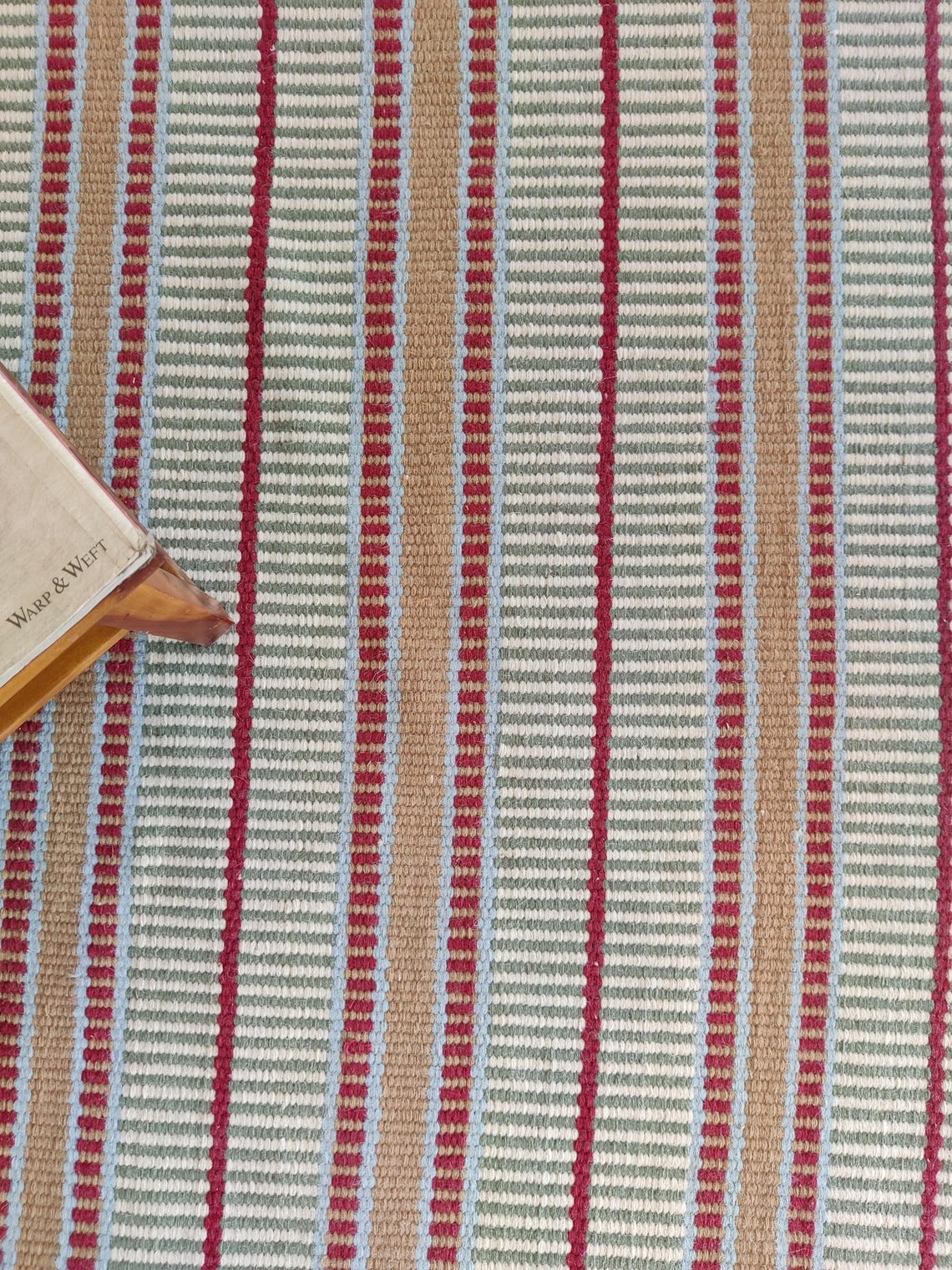 Handloom Wool Area Rug: Multicolor Vertical Stripe Scandinavian Design ...