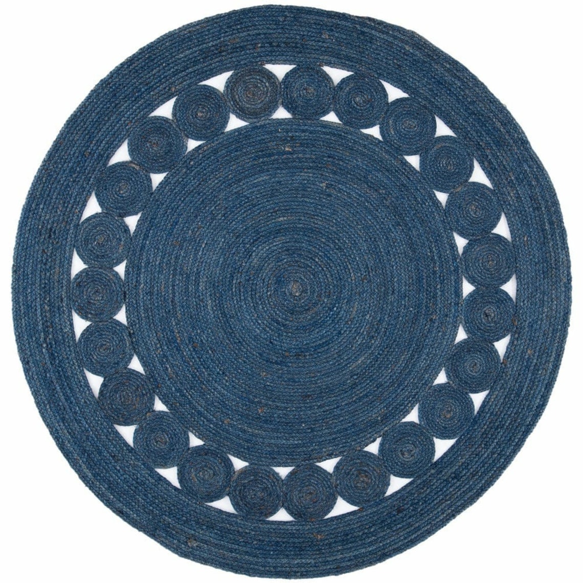 Tapis rond bleu naturel jute main tressée rug ronde tapis | Etsy