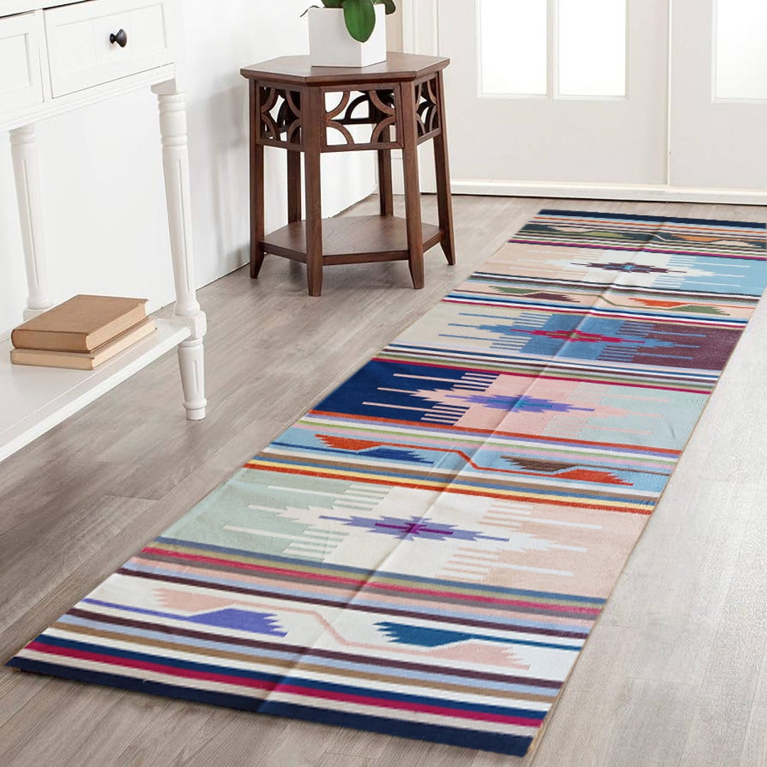 Multicolor Cotton Runner, Handwoven Cotton Rug Runner, Entryway ...