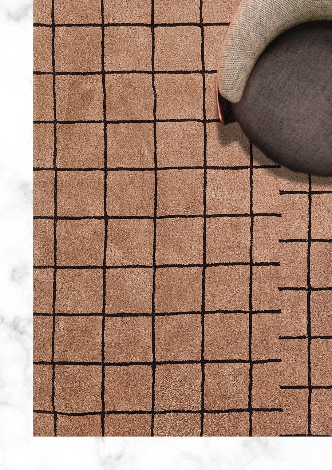 Checkered Wool Rug, Living Room Rug, Premium Wool Rug, Brown Black ...