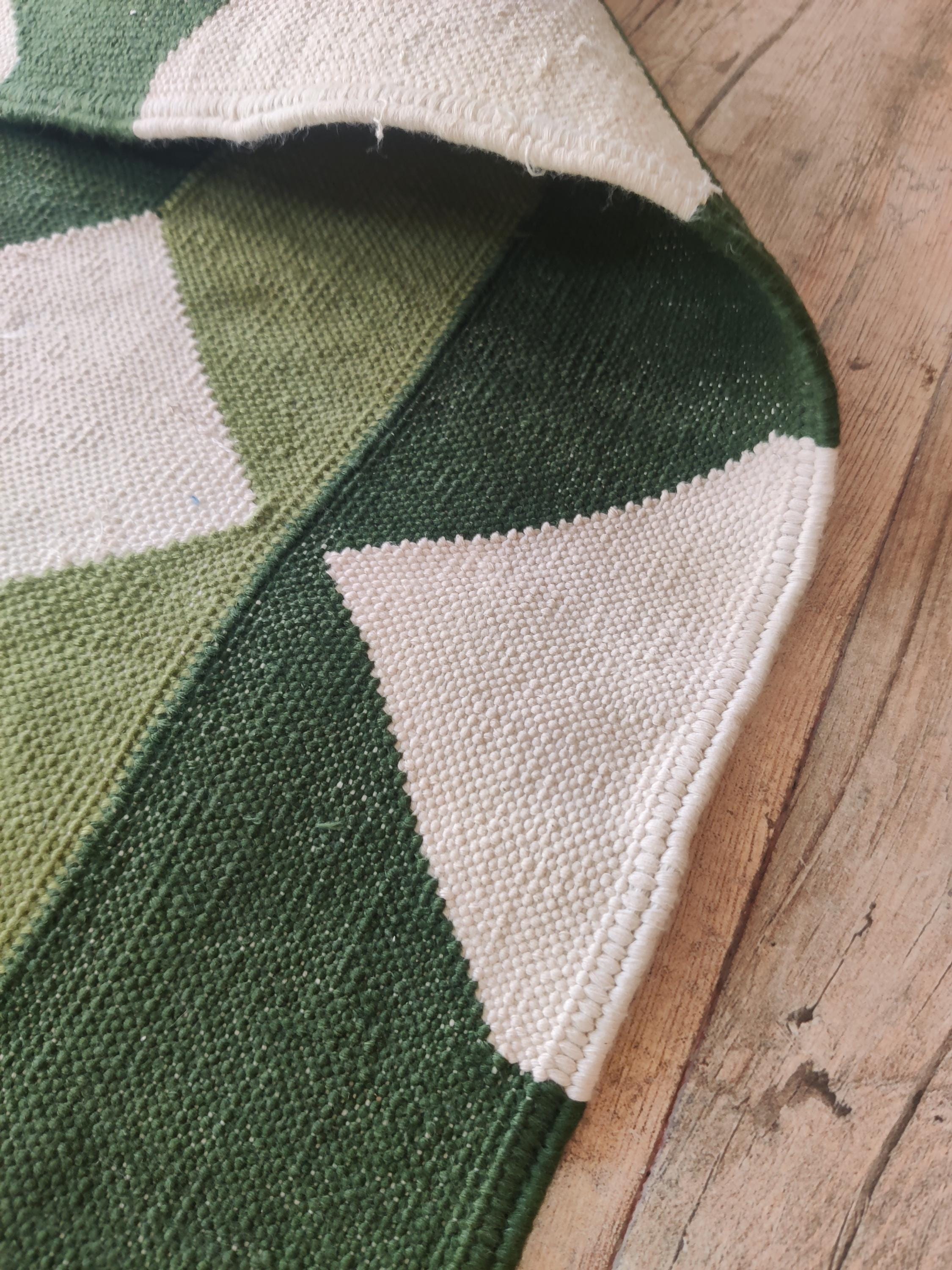 Modern Diamond Pattern Kilim Style Rug, Handwoven Cotton Flatweave Rug ...