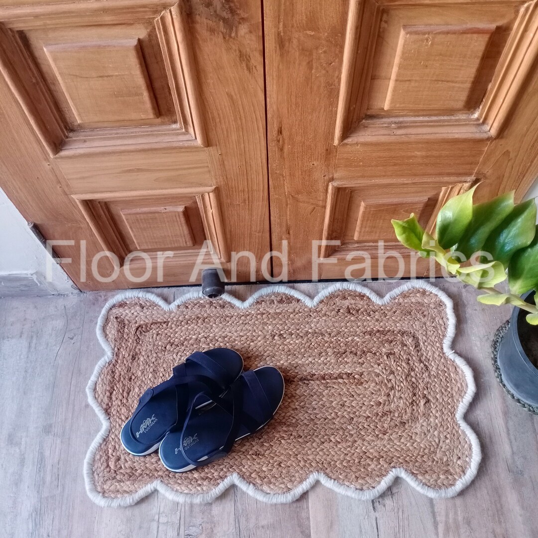 45x60 Cm Natural and White Scallop Doormat - Etsy