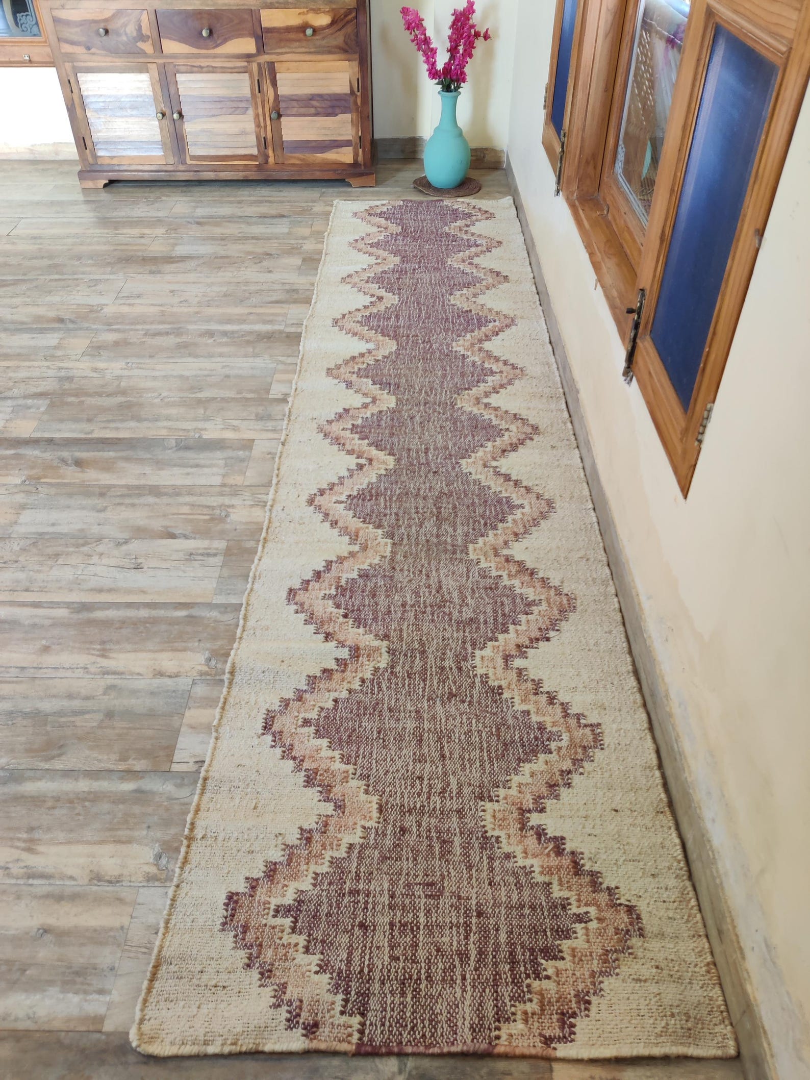 Handwoven Cotton Jute Runner, Multicolor Jute Runner Rug, Entryway ...