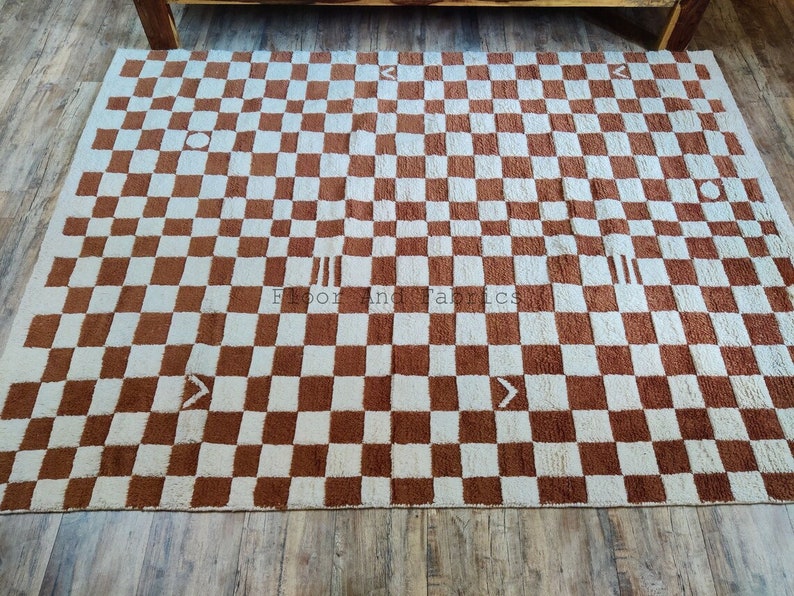 Checkerboard Moroccan Rug, Handmade Checker Rug, Checkered Rug Runner ...