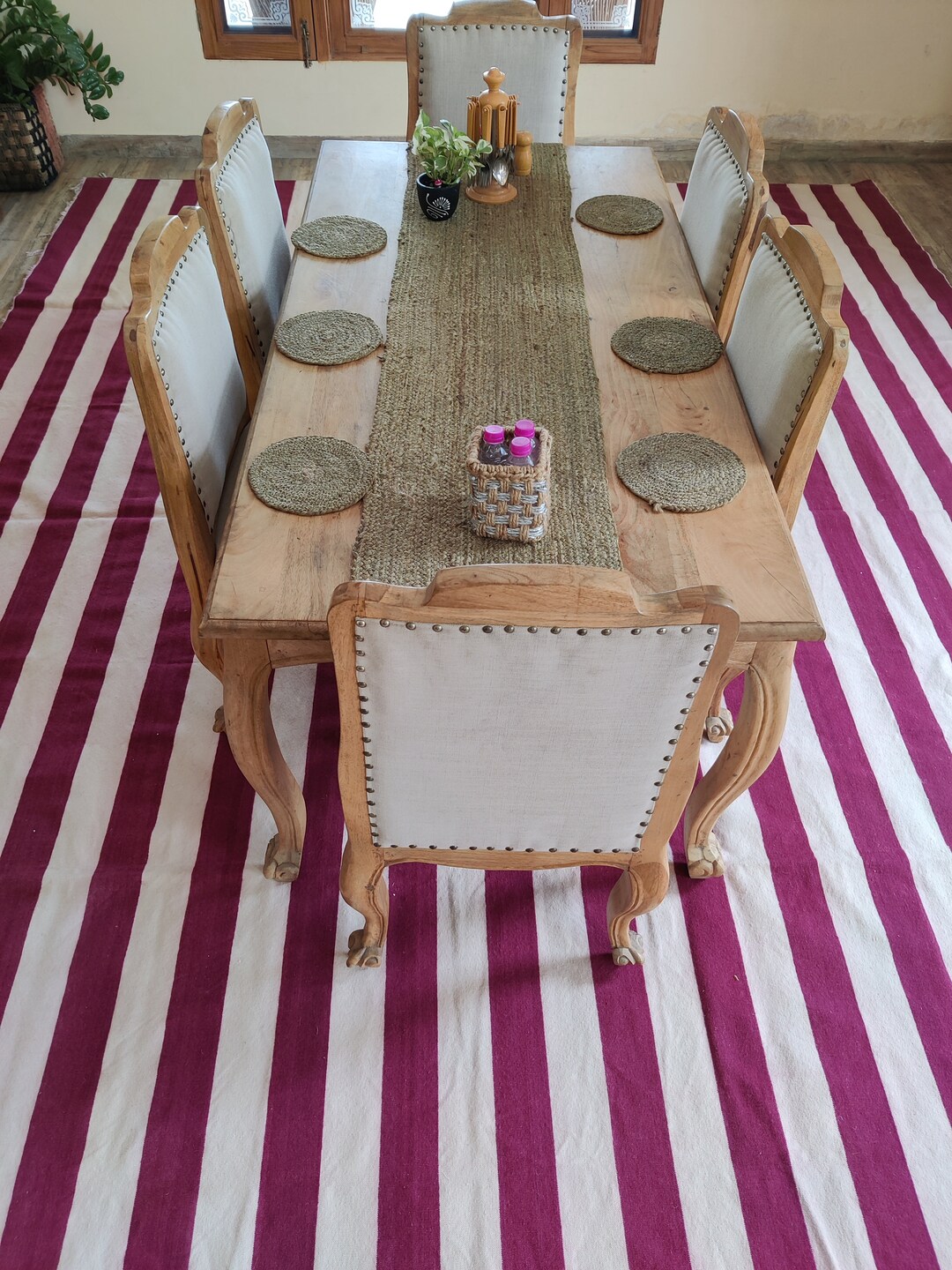 Handmade Flat Weave Rug, Wool 10x12 Ft Stripes Design Rug, Custom Size ...