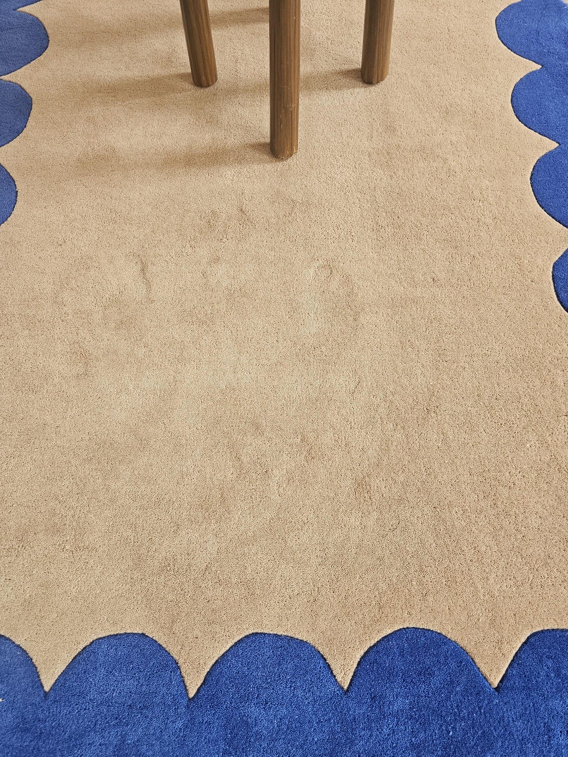 Hand-tufted Wool Area Rug: Modern Scallop Design - Etsy