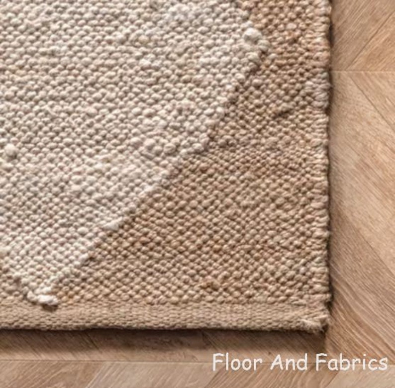 Handmade Natural and White Diamond Pattern Rug & Carpet - Etsy