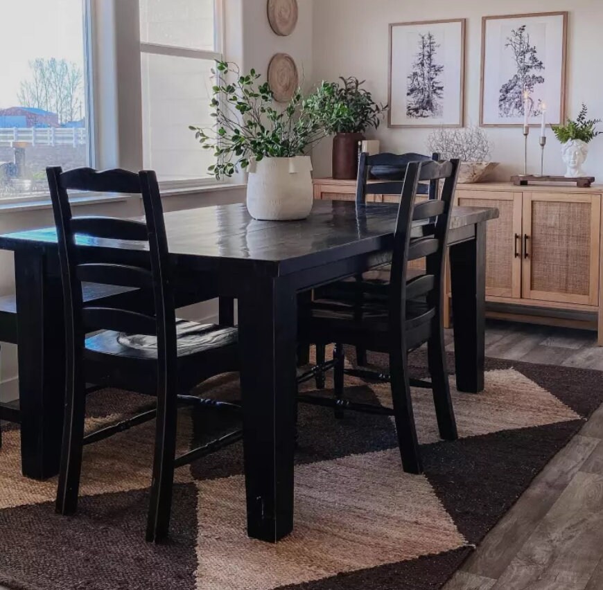 Handmade Natural and Black Checkered Pattern Rug & Carpet - Etsy