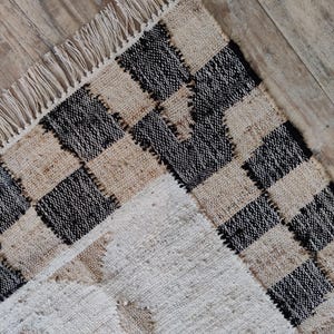 Checkered Jute Rug, Natural Jute Area Rug, Jute Runner Rug, Home Decor ...
