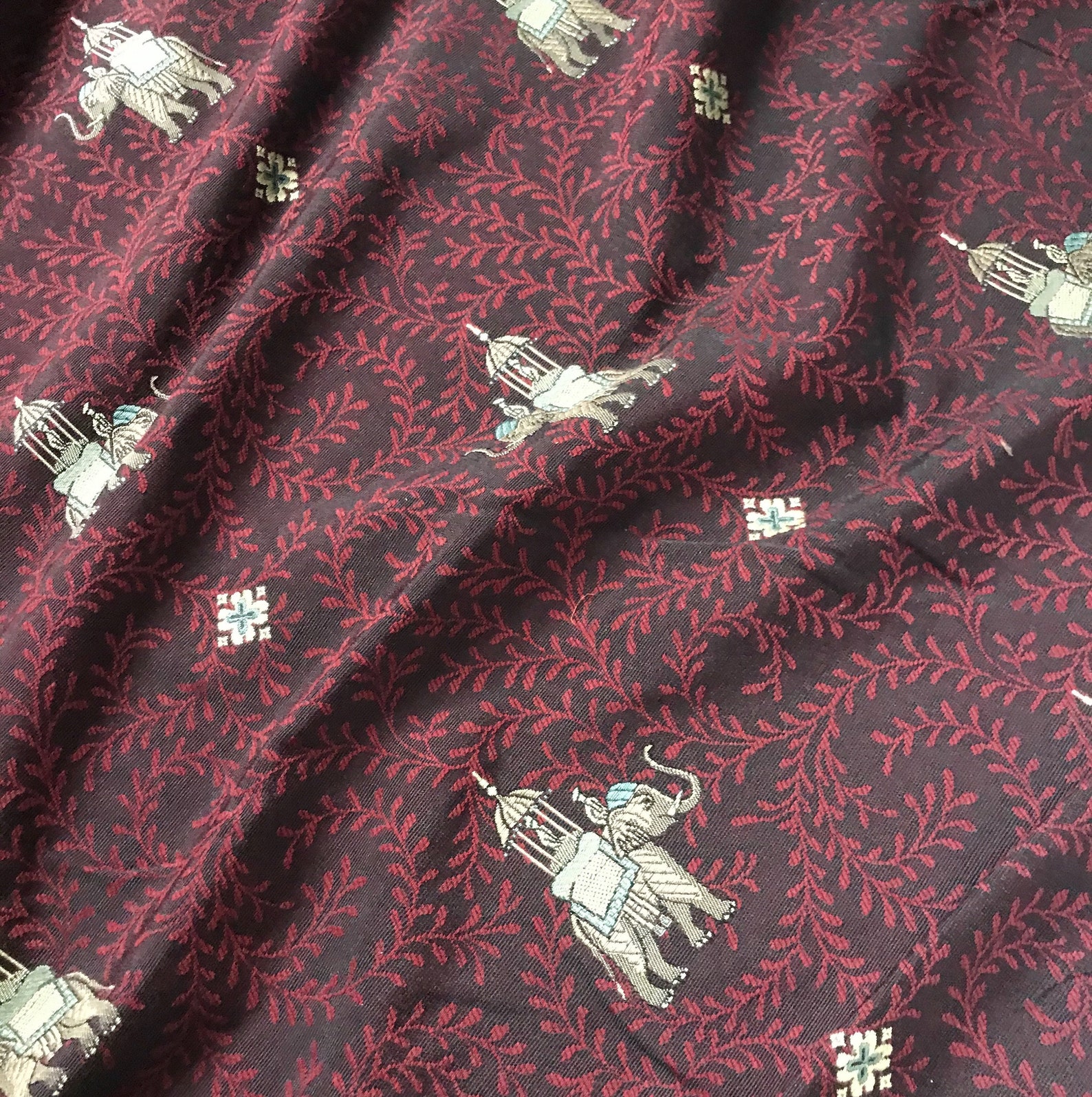 Red Indian Elephant Embroidered Upholstery Fabric 54 - Etsy UK