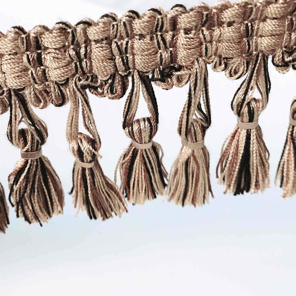 Tan and Black High Quality Decorative Tassel Trim by the Yard for ...