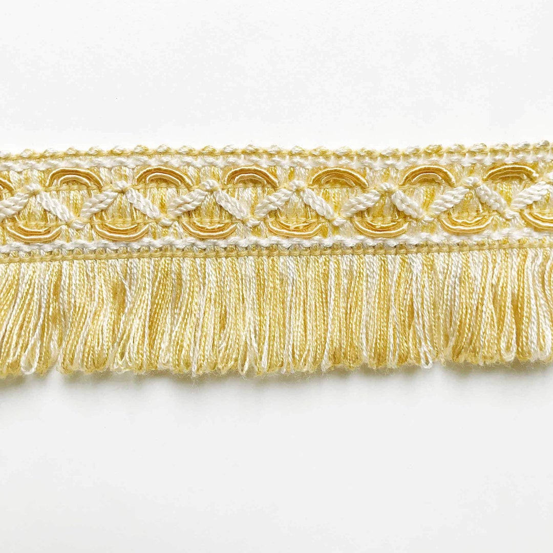 Yellow and White High Quality Decorative Brush Fringe Trim by the Yard ...